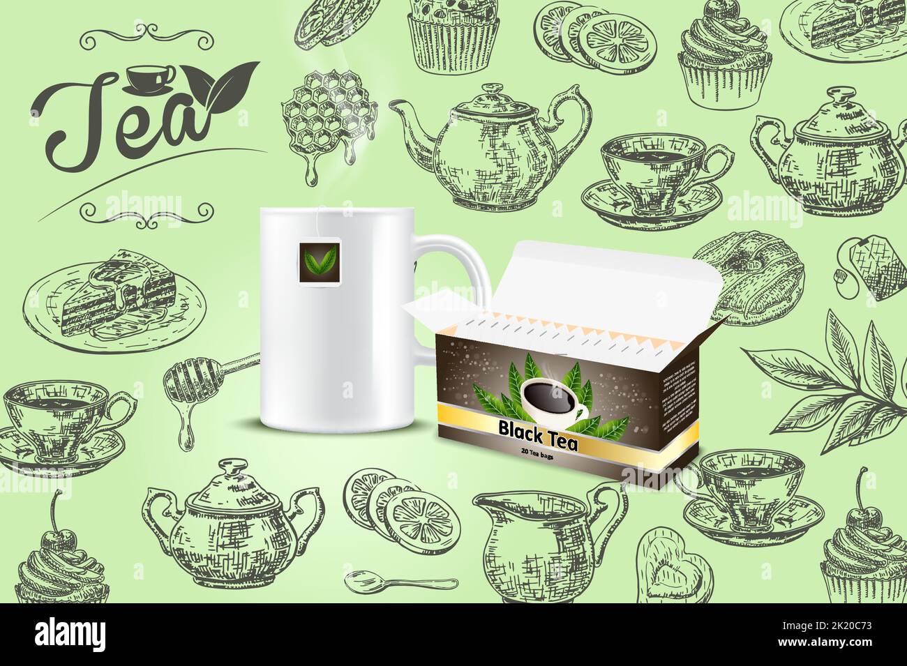 Tea poster banner vector design template Stock Vector Image & Art - Alamy