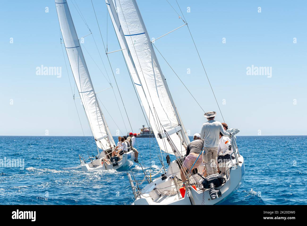 Sailing yachts regatta. Sailboats under sail in the race Stock Photo ...