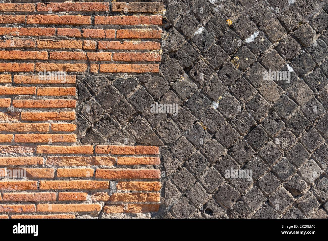 Different patterns and materials of ancient house wall in Pompei Stock ...