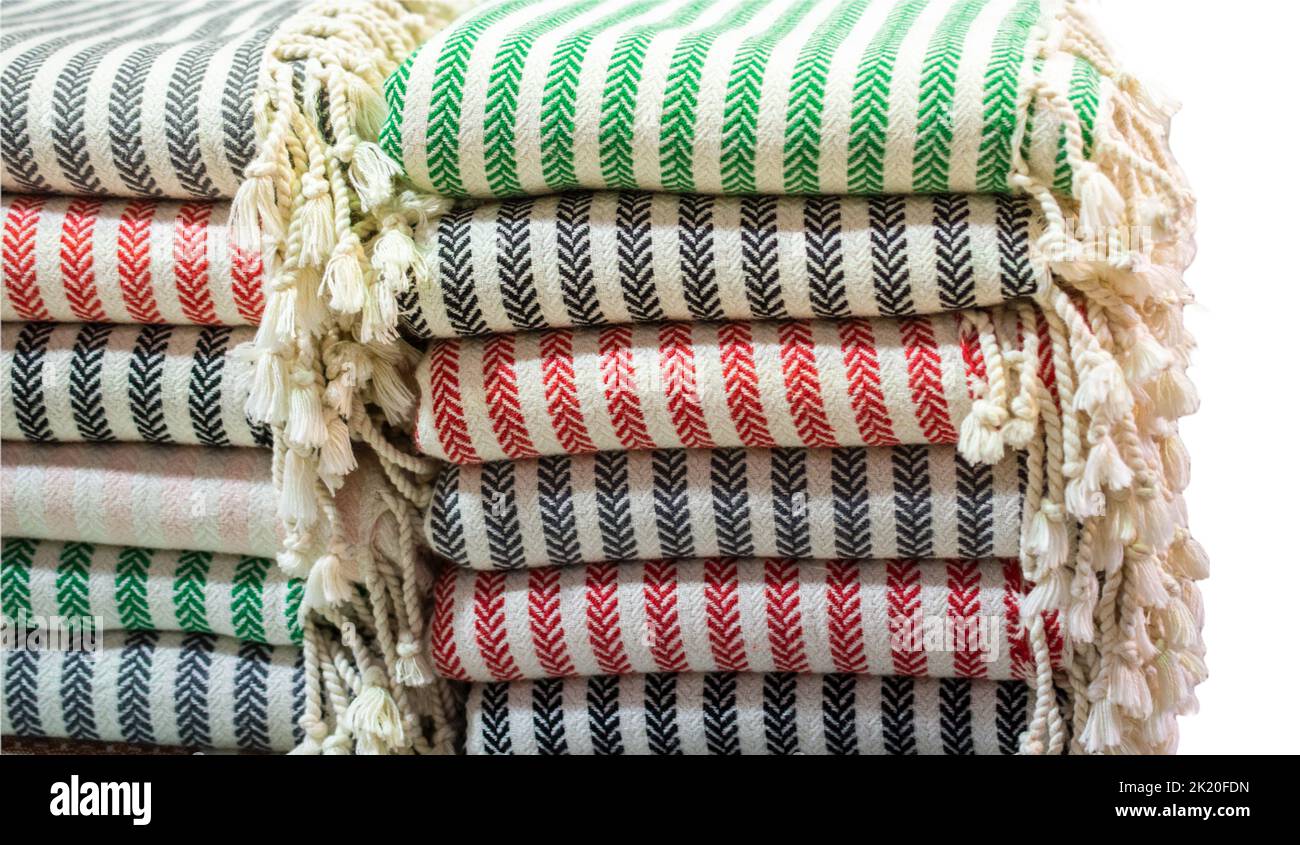 Sale of textiles on the Turkish market Stock Photo - Alamy