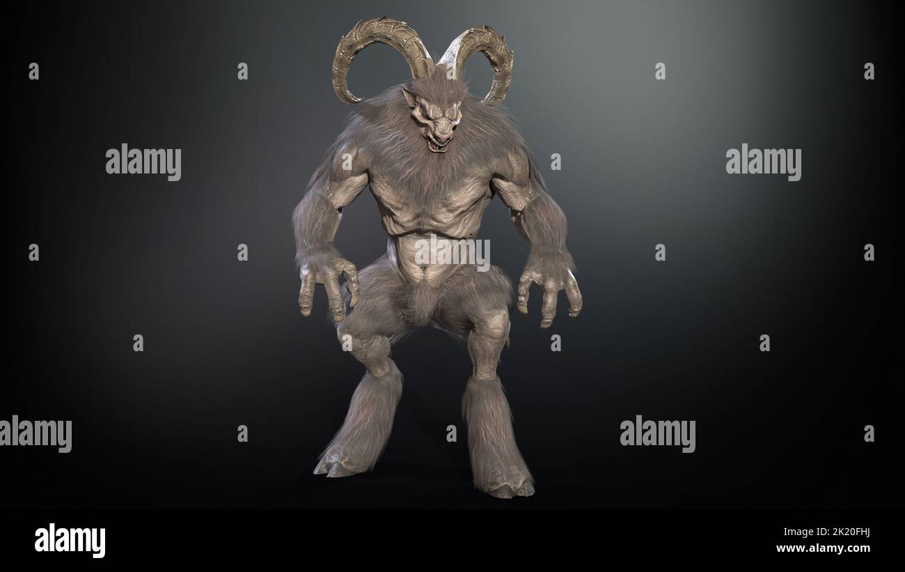 Mythical Baphomet monster on chromakey background 3d render Stock Photo ...