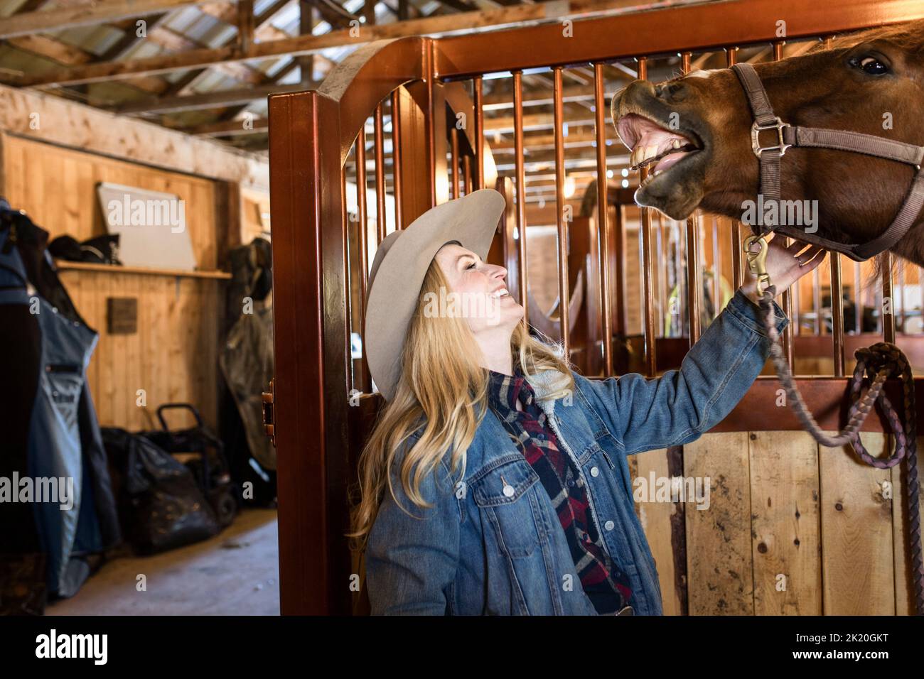 Cowgirl western stable hi-res stock photography and images - Alamy