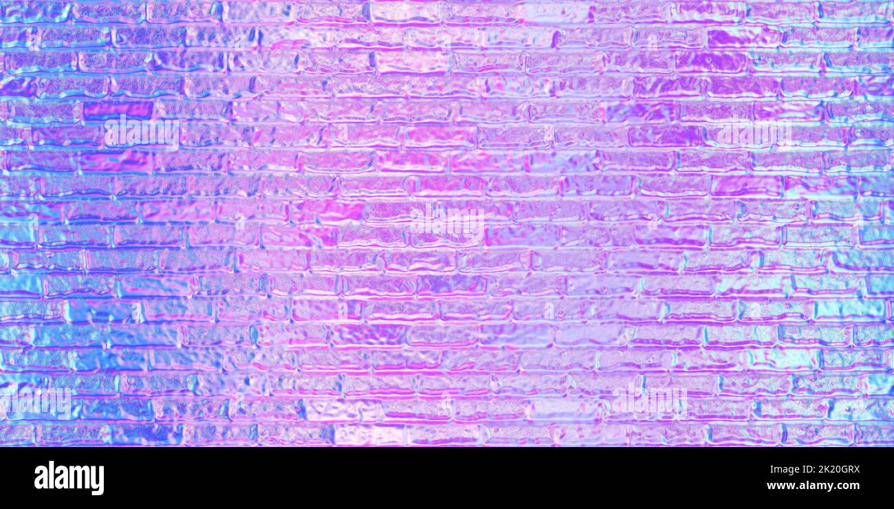 Seamless 80s holographic pink, and blue plastic jelly plexiglass brick ...