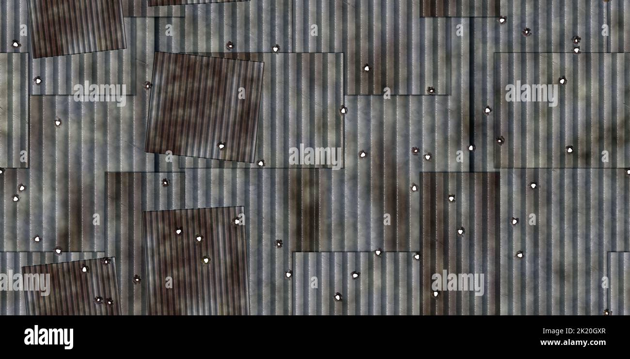 Seamless rusty corrugated sheet metal shanty wall or roof background ...