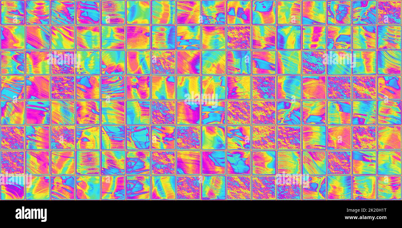 Seamless psychedelic rainbow ombre heat map marble tile mosaic pattern ...