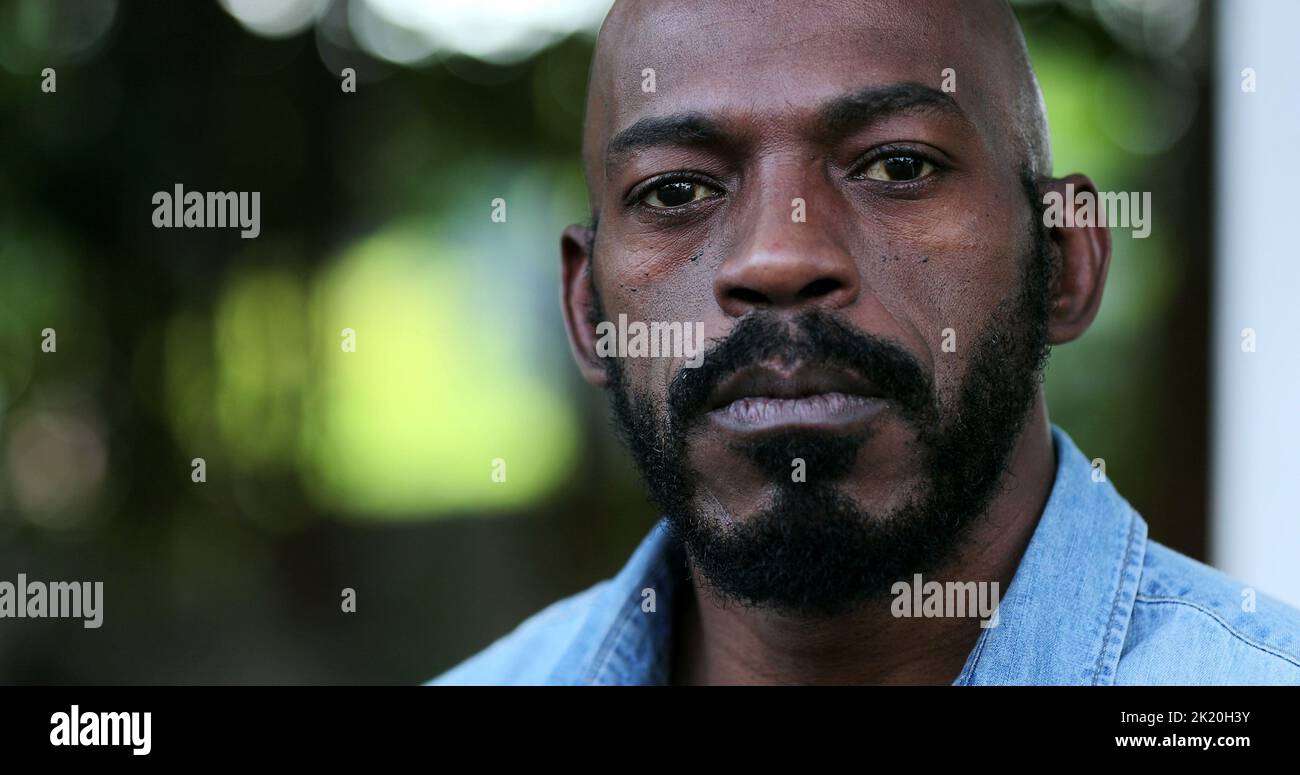 Confident black man portrait face close-up. African person Stock Photo ...