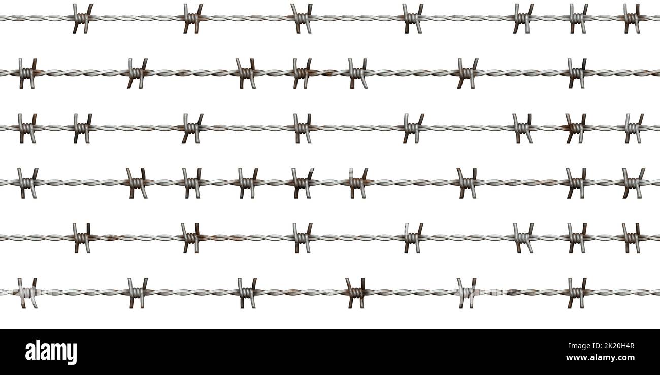 Seamless rusted barbed wire texture isolated on white background ...