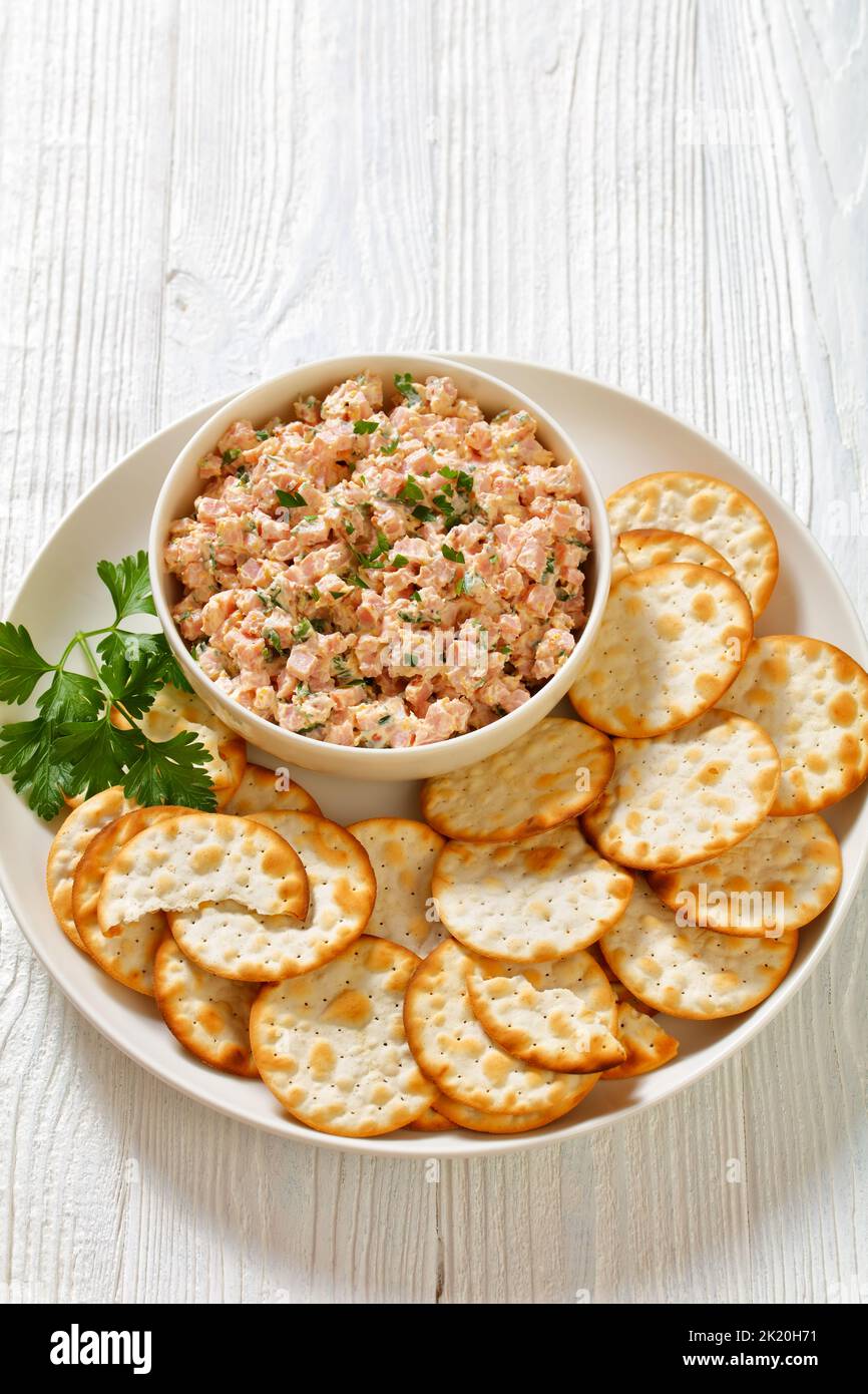classic ham salad spread with creole mustard and mayonnaise dressing in ...