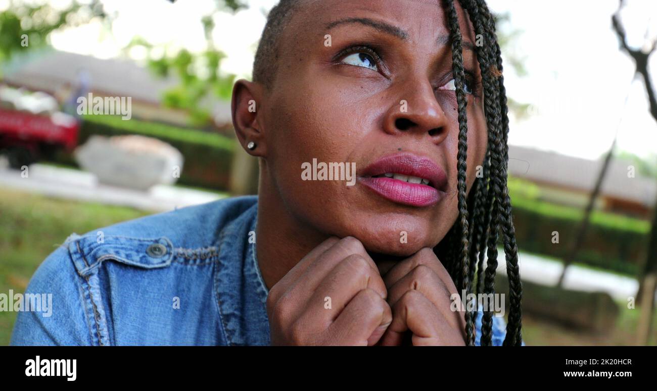 Black woman feeling regret emotion, depressed person Stock Photo - Alamy