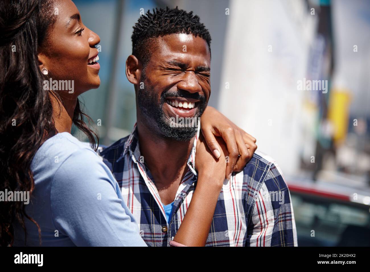 Find someone you can be silly with. a happy couple spending time ...