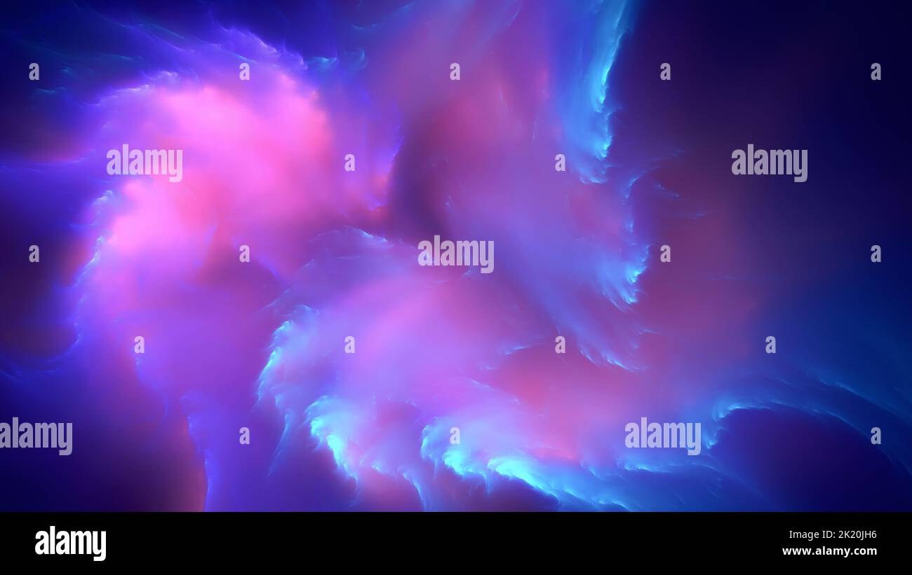 Neo Neon Pink and Blue Wispy Smoke Puffs Abstract Fractal Background ...