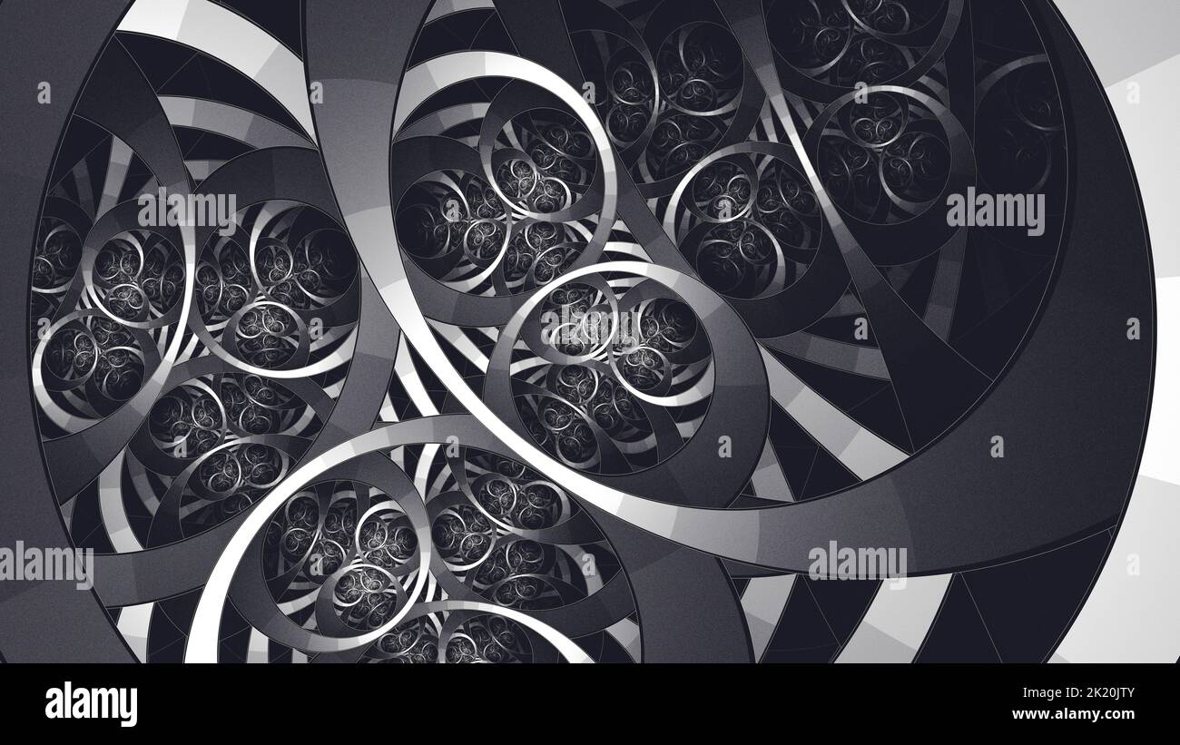 Grayscale Trippy Abstract Circular Tunnel Fractal Background Dark ...