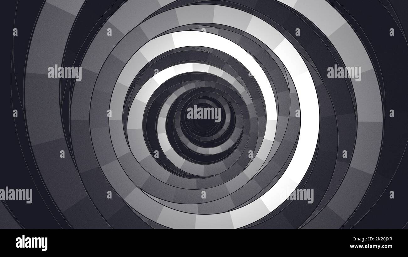 Grayscale Trippy Abstract Circular Tunnel Fractal Background Dark ...
