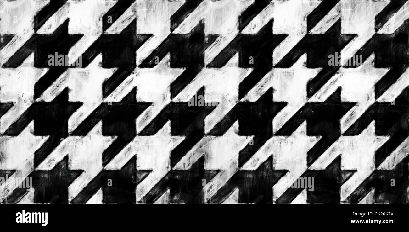 Seamless painted houndstooth black and white artistic acrylic paint ...