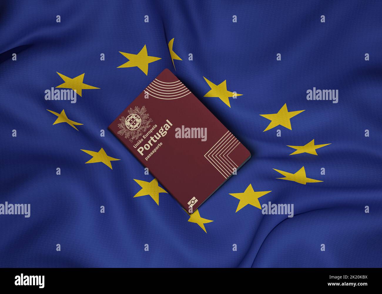 Portugal passport with European Union flag in background ,Portuguese ...