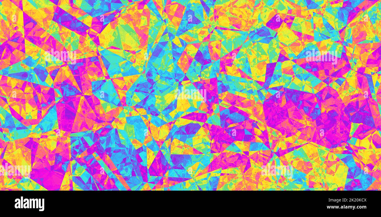 Seamless psychedelic rainbow low poly triangle pattern background ...