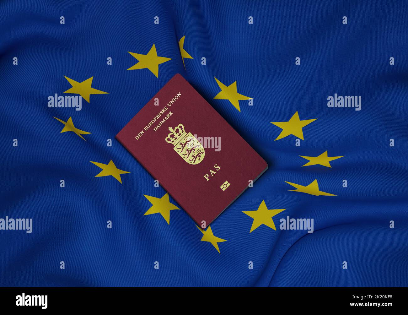 Denmark passport with European Union flag in background ,Danish ...