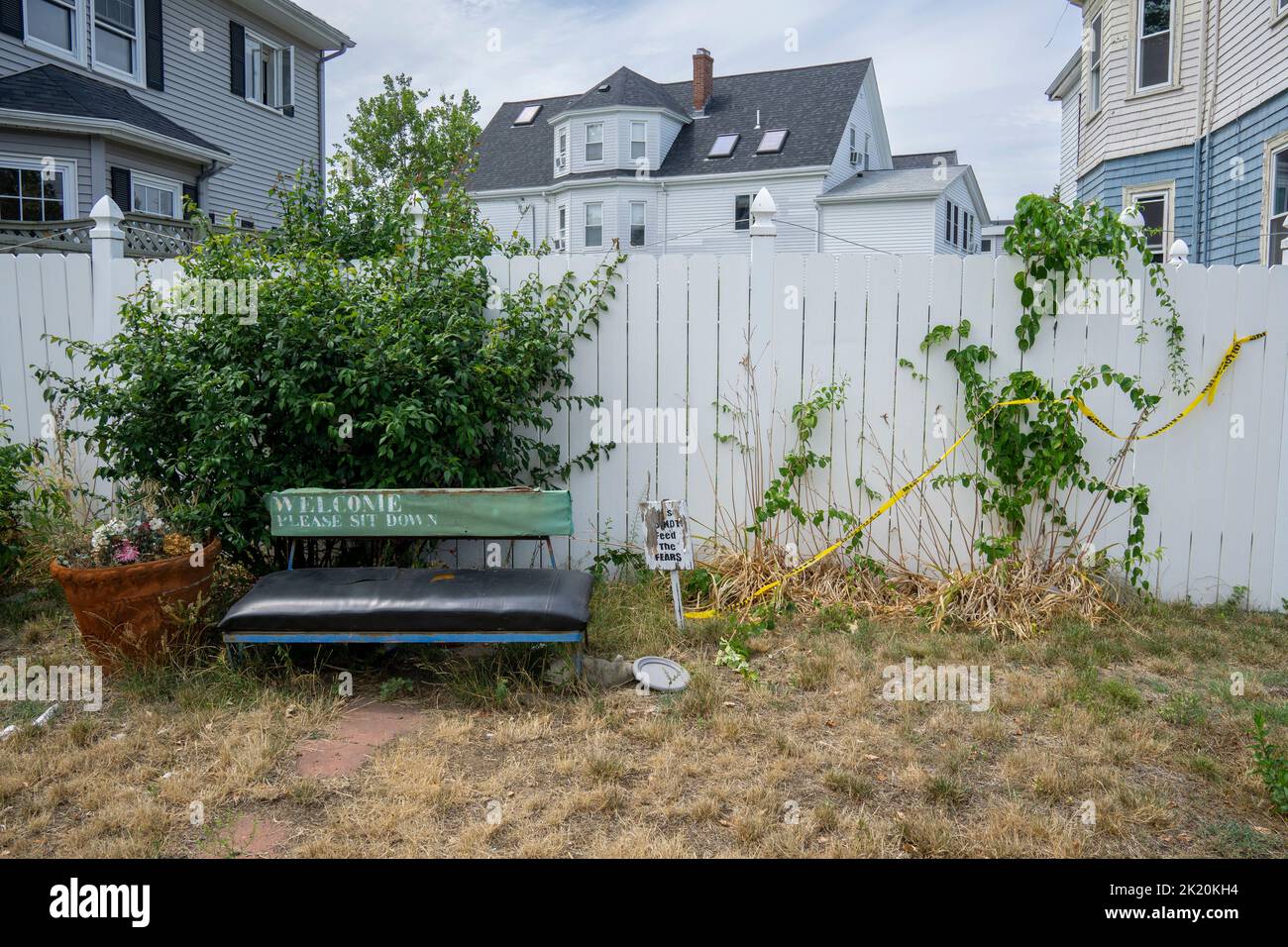Fence and Bench Stock Photo - Alamy