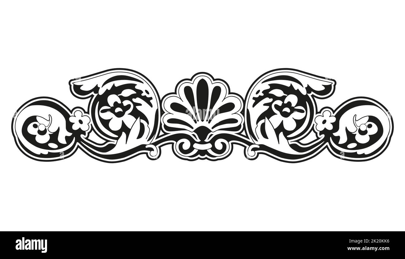 Greek decorative element flower, greek vector shape, stucco decoration ...