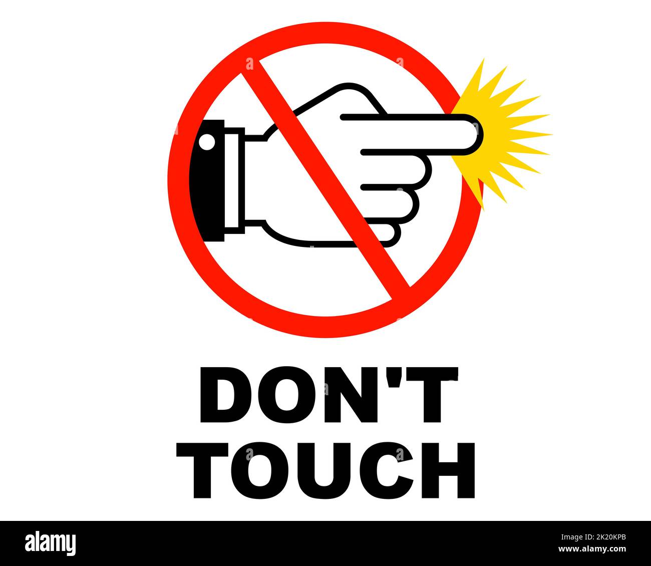 prohibition sign to touch an object. do not touch the icon. flat vector ...