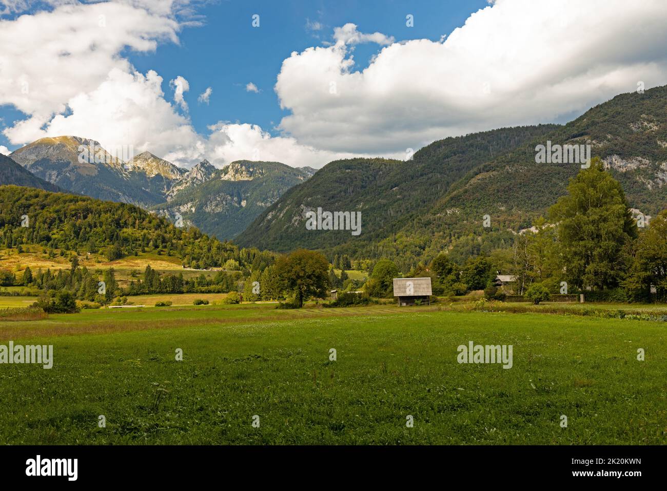 Julian alps near Ribčev Laz in the Triglav national park in Slovenia ...