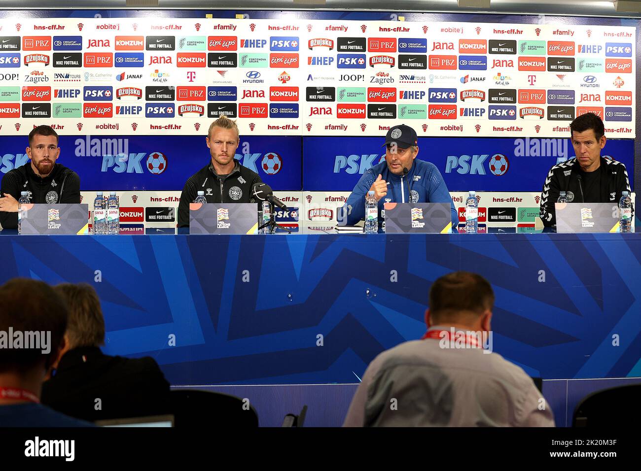 Danish football manager Kasper Hjulmand and football players Pierre ...