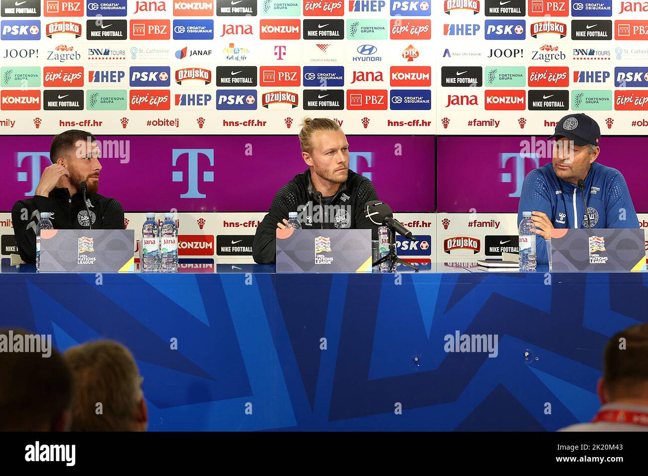 Danish football manager Kasper Hjulmand and football players Pierre ...