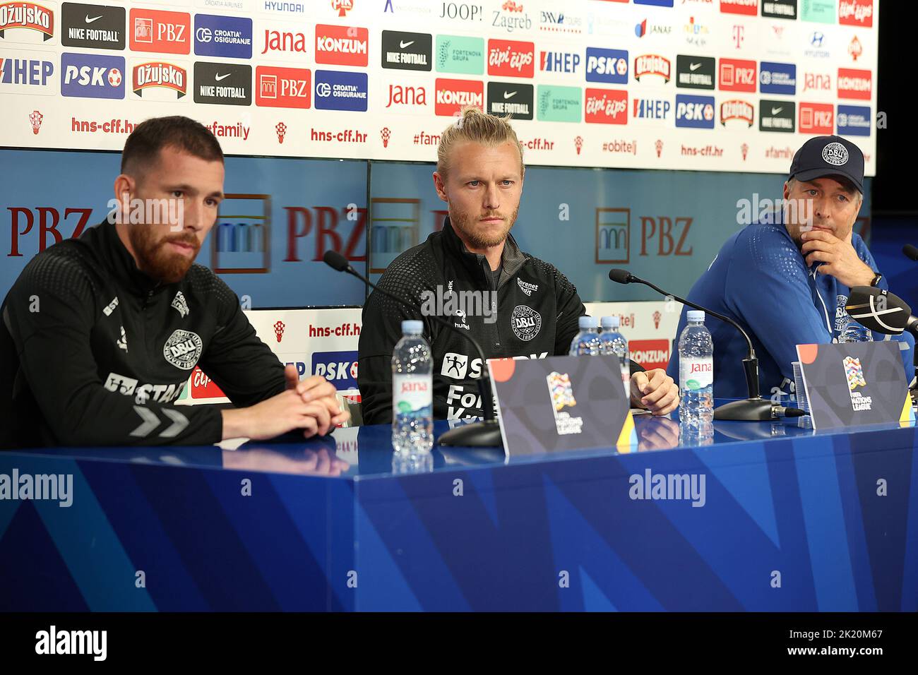 Danish football manager Kasper Hjulmand and football players Pierre ...