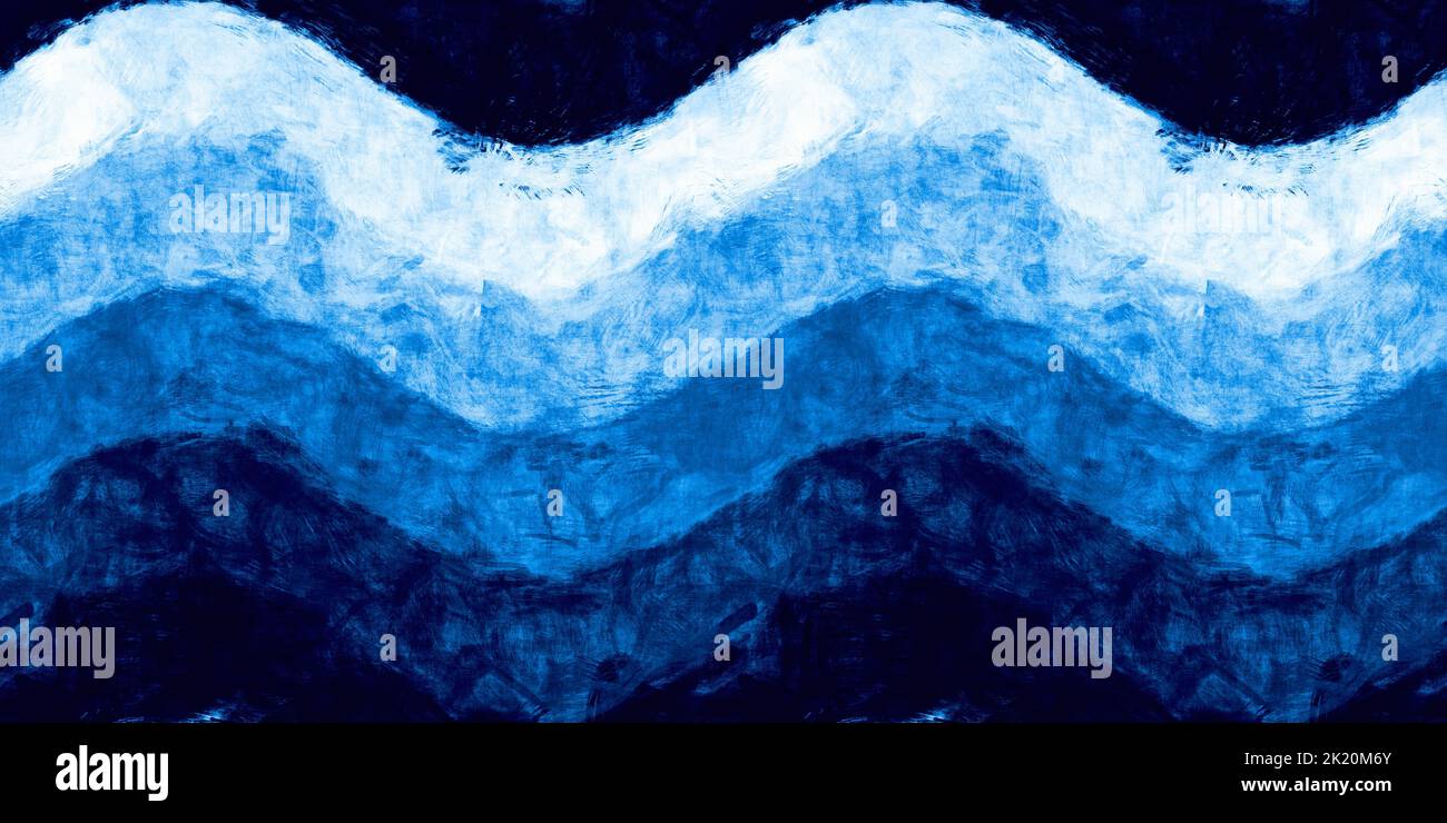 Seamless painted blue wavy stripe background pattern. Tileable artistic ...