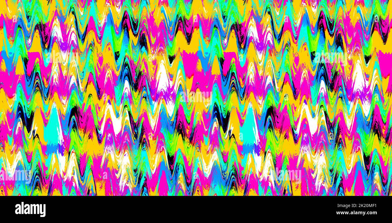 Seamless pop art grunge paint herringbone retro wave background pattern. Trendy vibrant gender ...