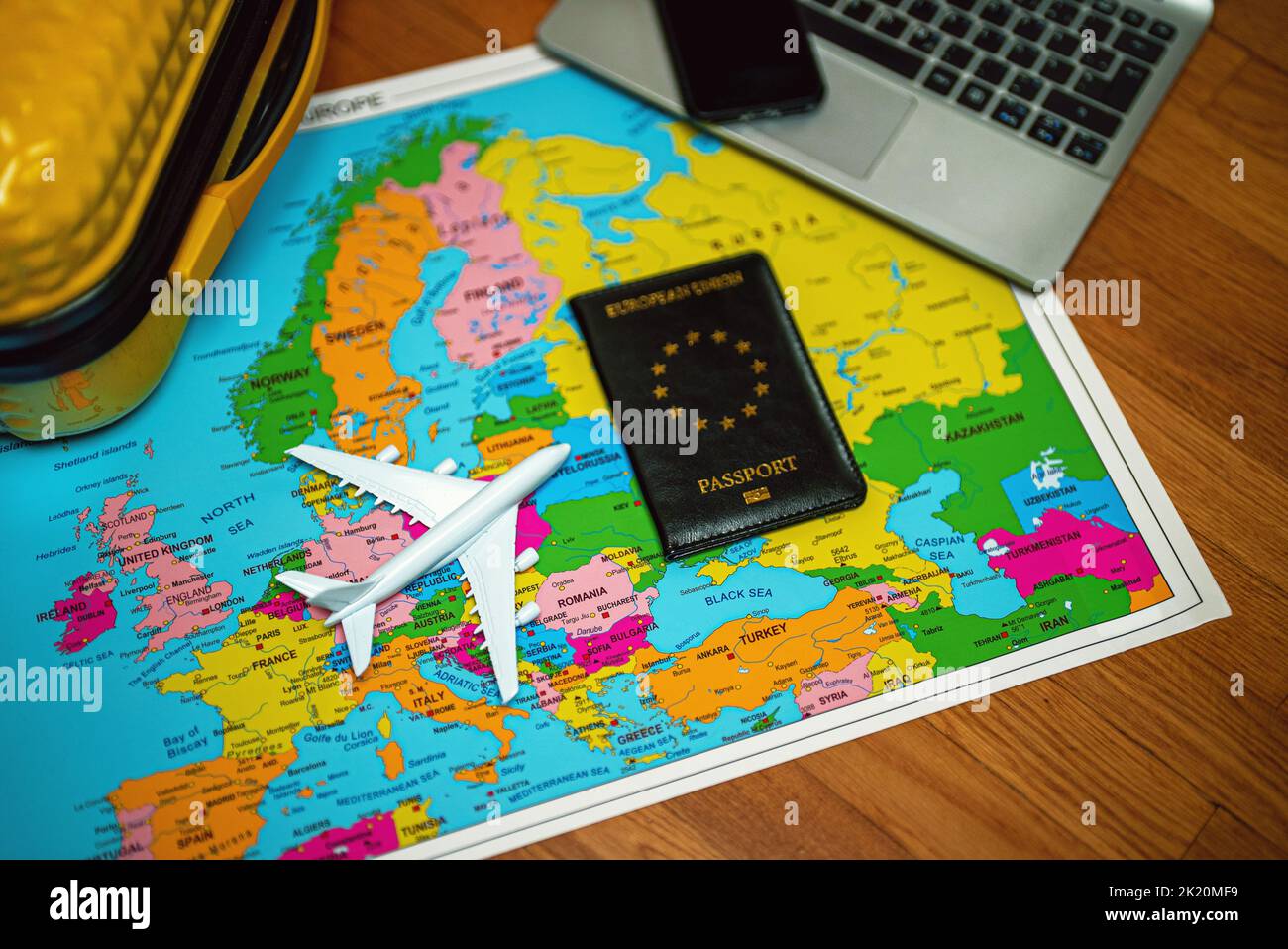 European Union passport on Europe map. Travel concept Stock Photo - Alamy