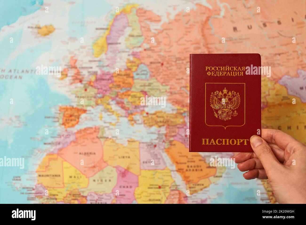 Russian federation passport in front of Europe map Stock Photo - Alamy