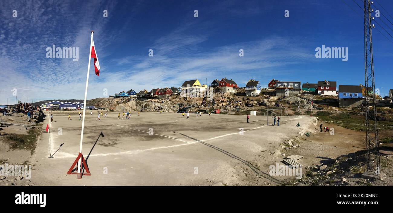 Local football field in Greenlandic Ilulissat Stock Photo - Alamy