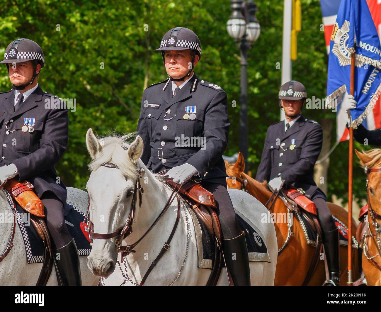 London United Kingdom June 15 2009; london mounted police riding past ...
