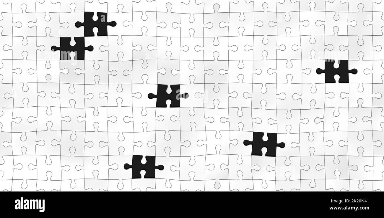 Seamless incomplete blank white jigsaw puzzle background pattern with ...