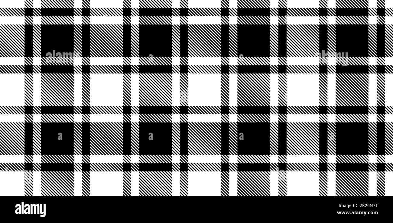 Seamless simple plaid gingham checker pattern. Tileable black and white ...