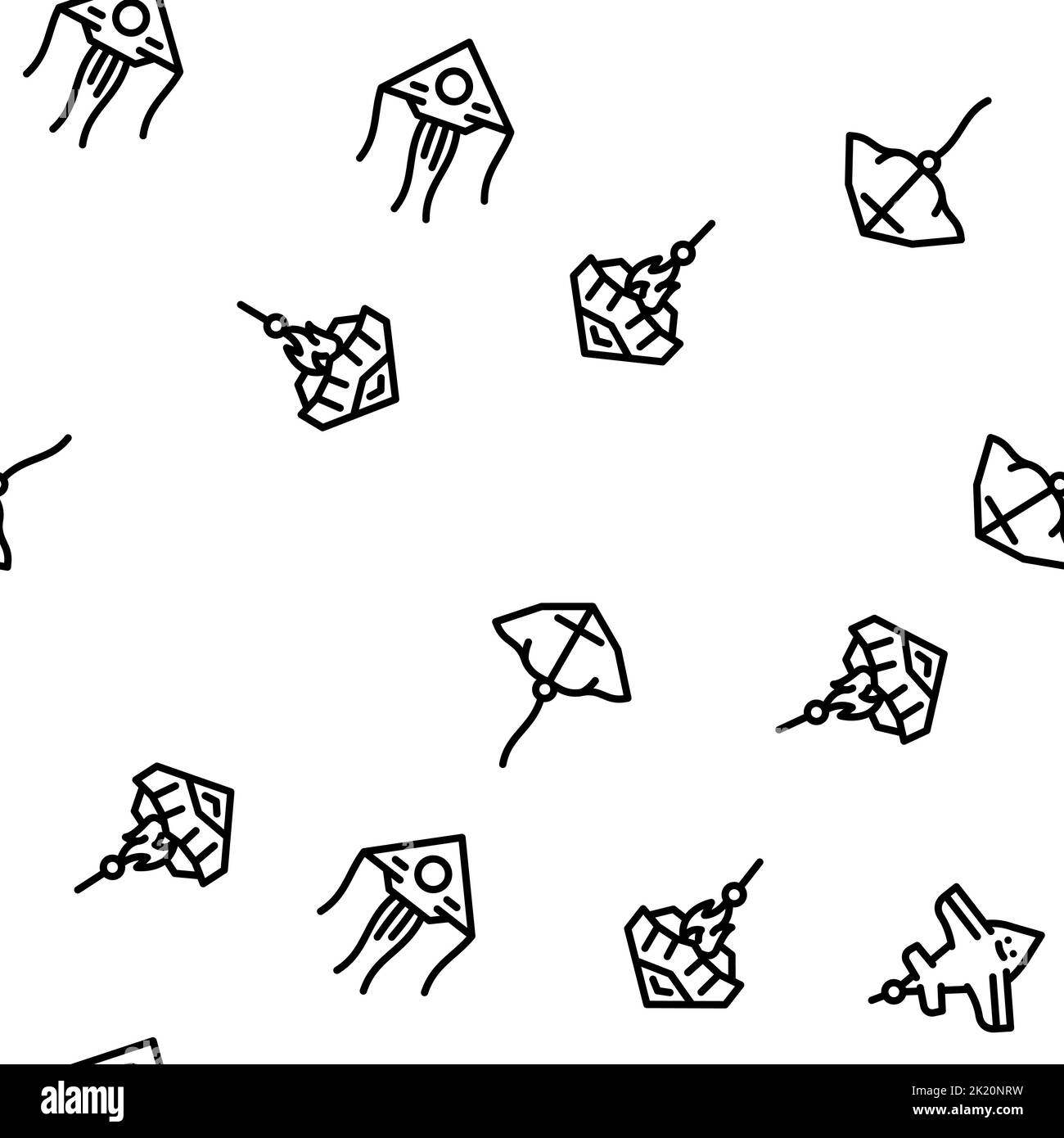 Flying Kite Children Funny Toy vector seamless pattern Stock Vector ...