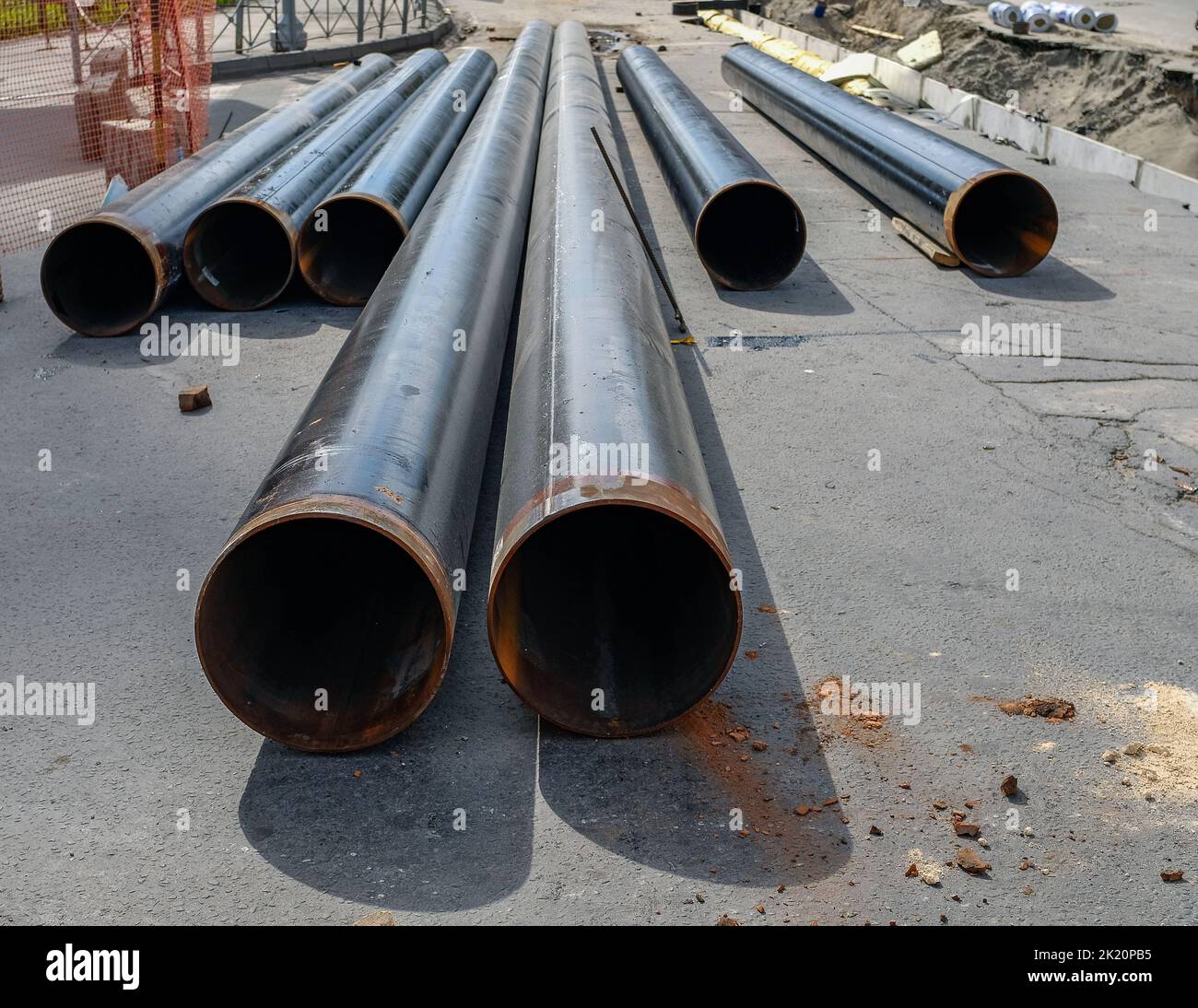 metal pipes. construction work on the modernization of the system of ...