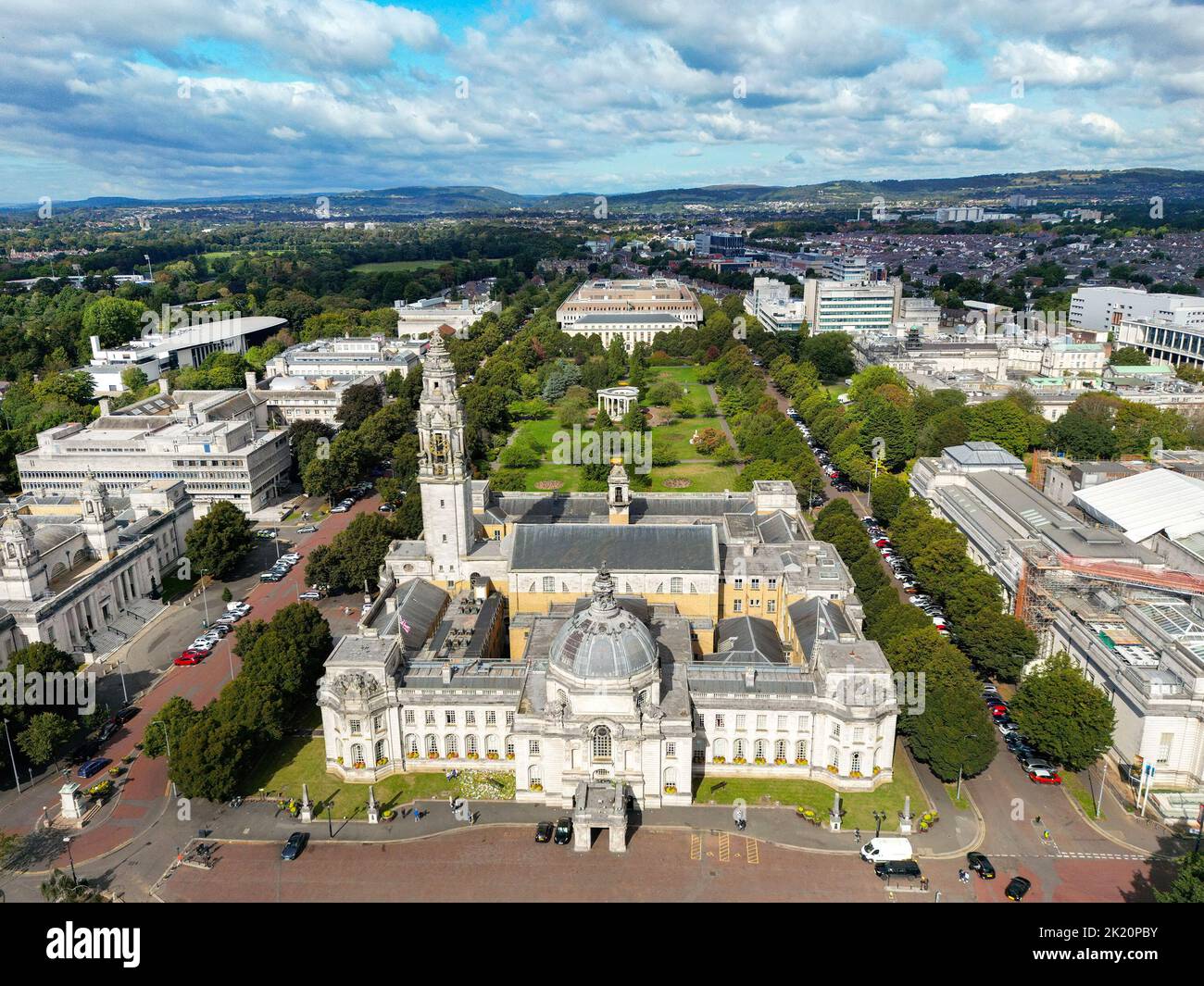 Cardiff, Wales - September 2022: Aerial view of the front of the City ...