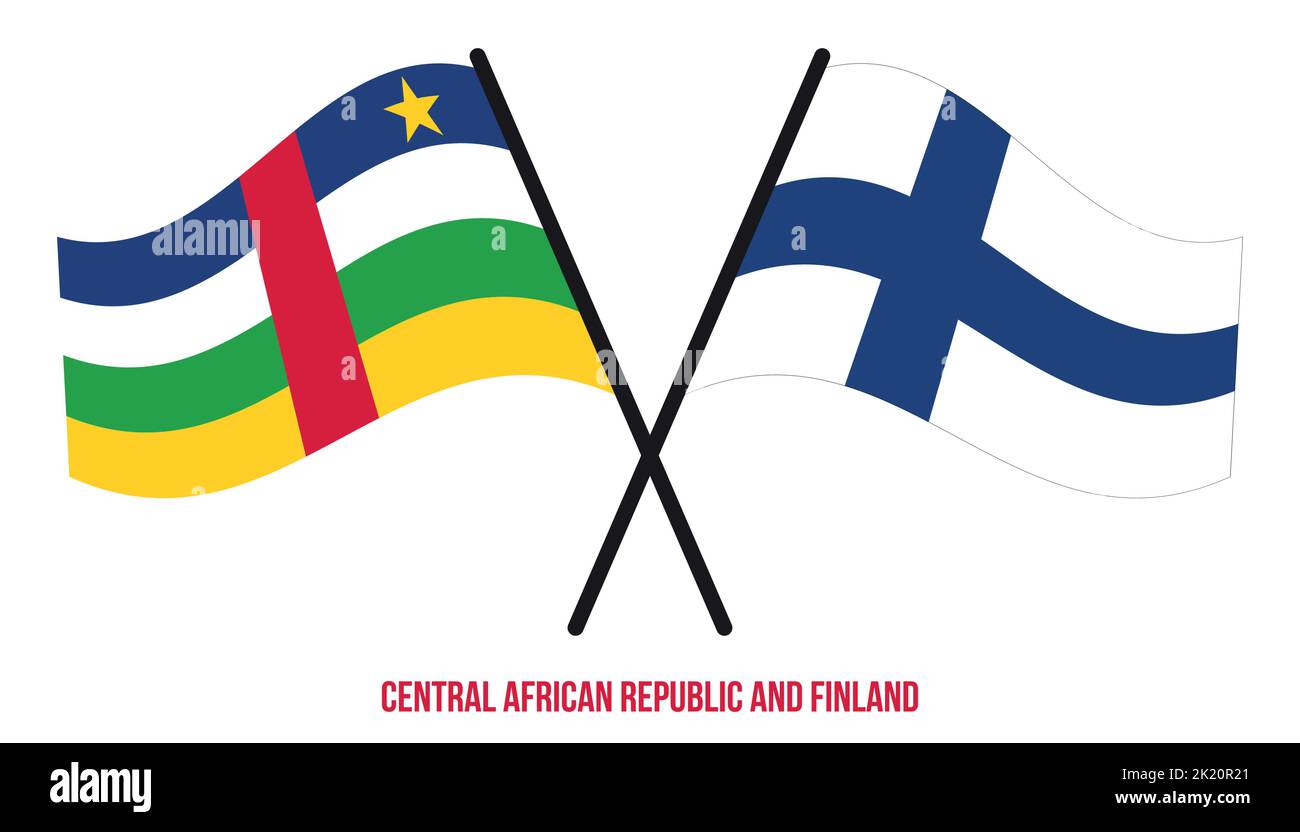 Central African Republic and Finland Flags Crossed And Waving Flat ...