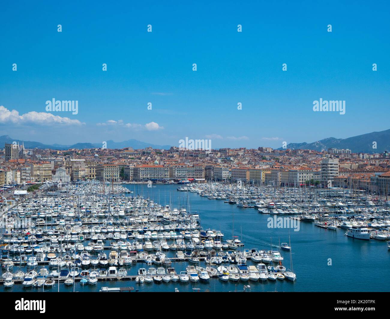 Marseille, France - May 15th 2022: Panoramic view over the famous old ...