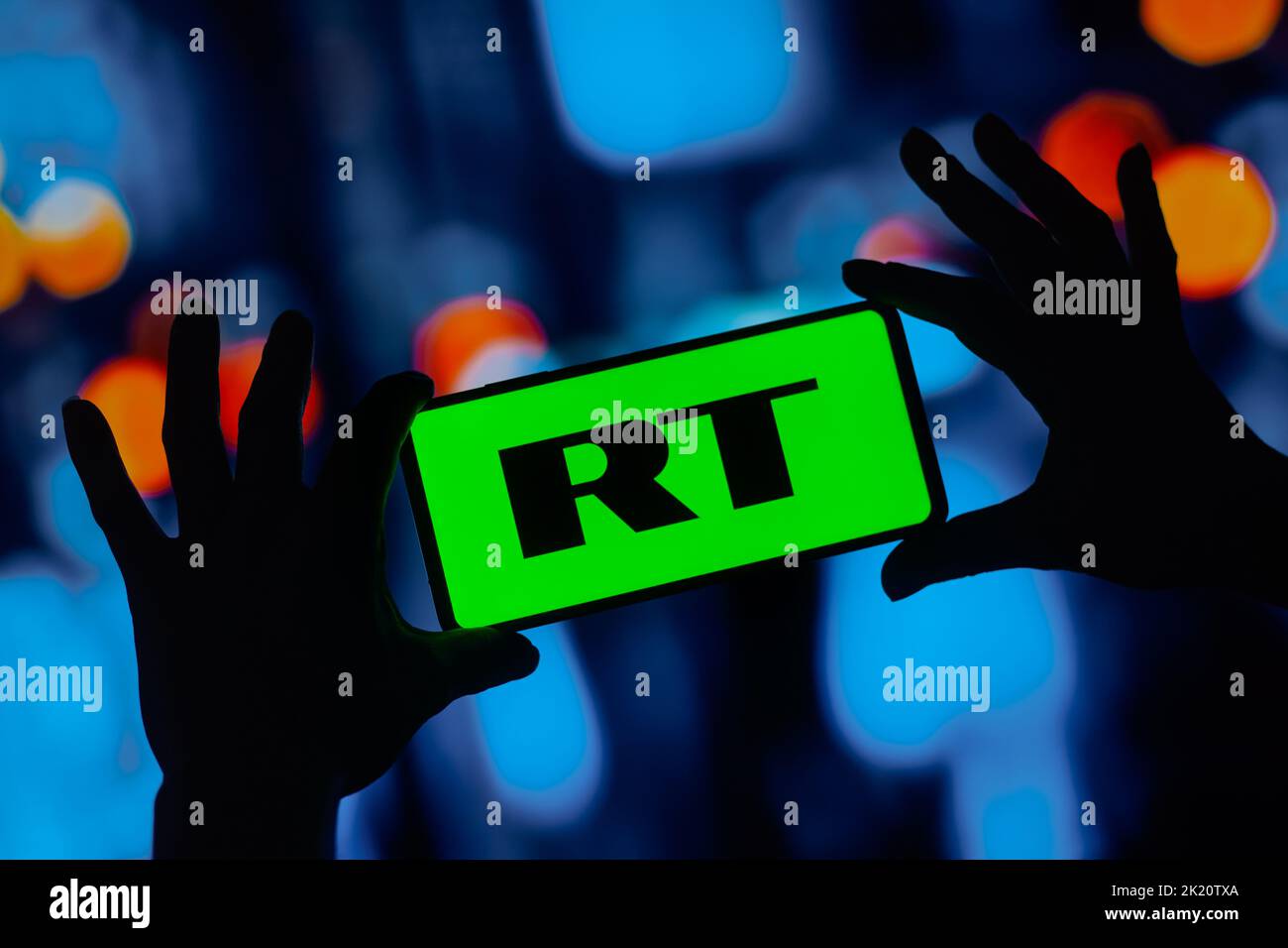 In this photo illustration, the Russia Today (RT) logo seen displayed ...