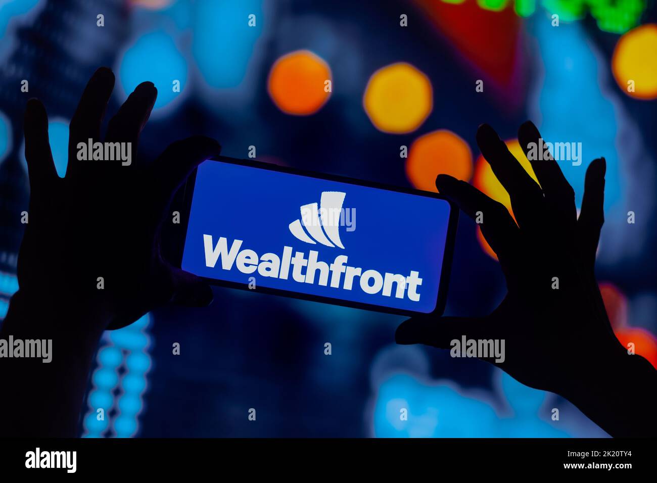 In this photo illustration, the Wealthfront Inc. logo seen displayed on ...
