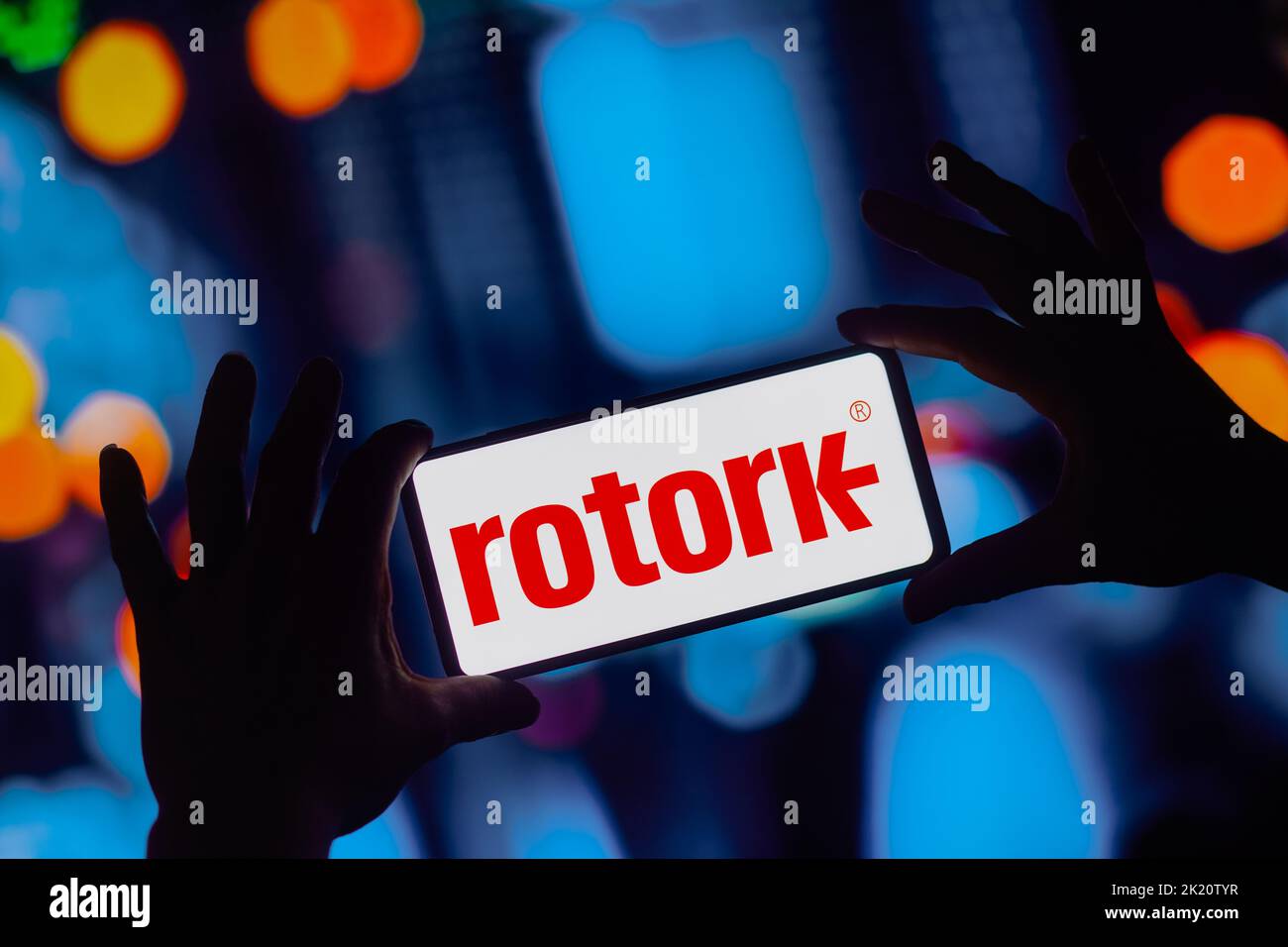 In this photo illustration, the Rotork Controls logo seen displayed on ...