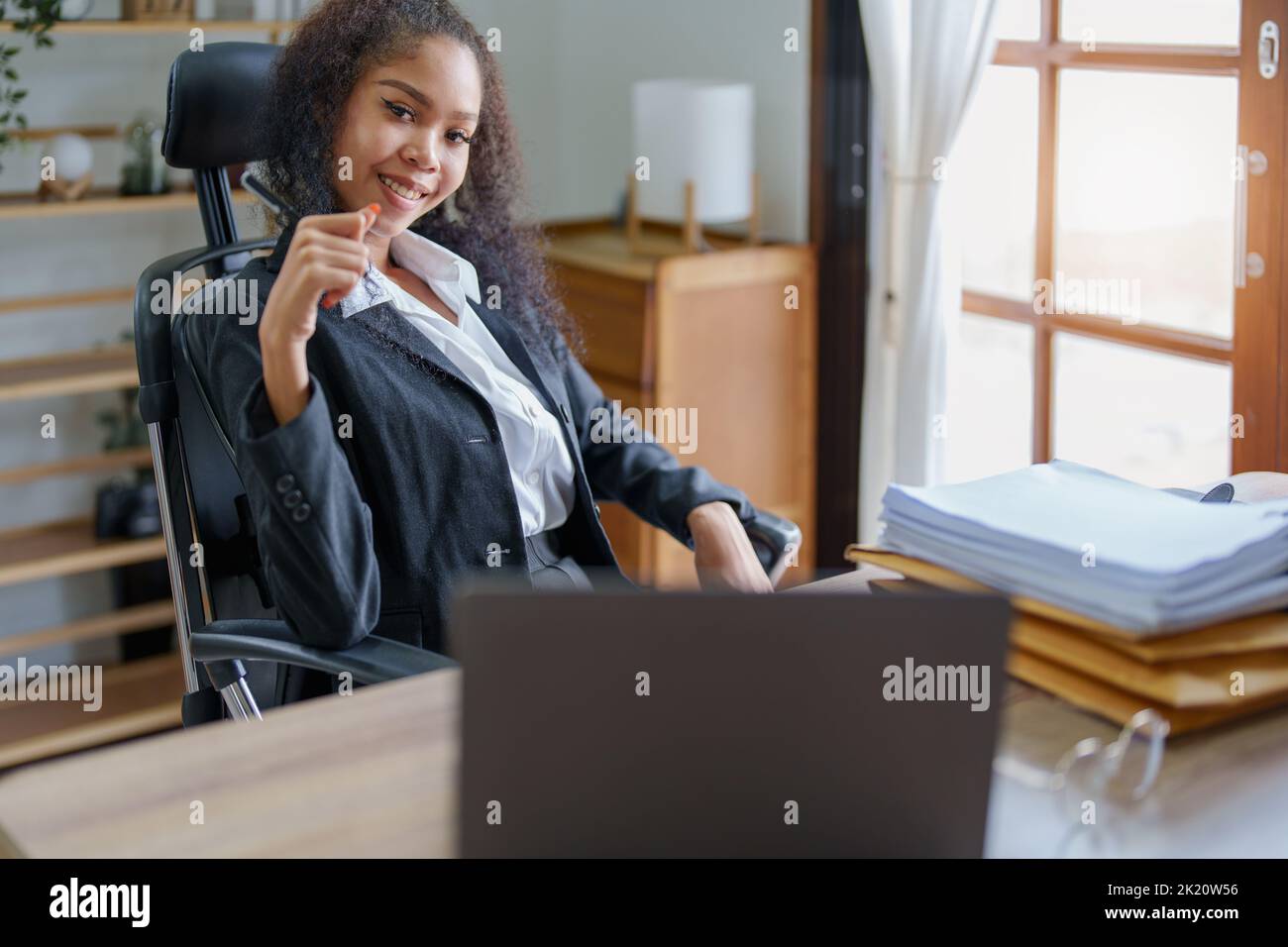 Portrait of African Americans female lawyer at work at office her Stock ...