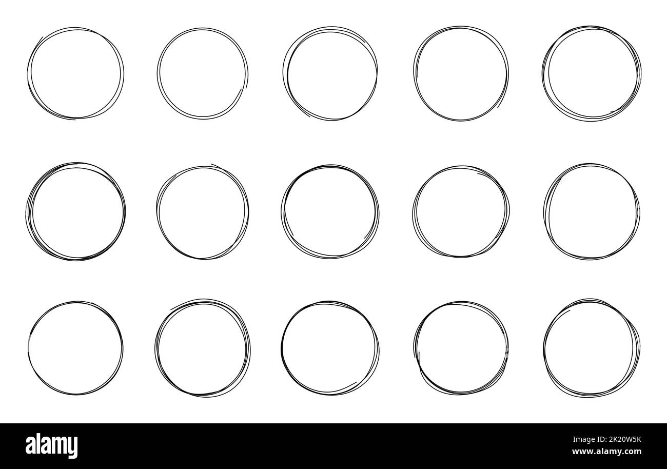 Doodle line circle. Abstract pencil drawing circle banner vector set ...