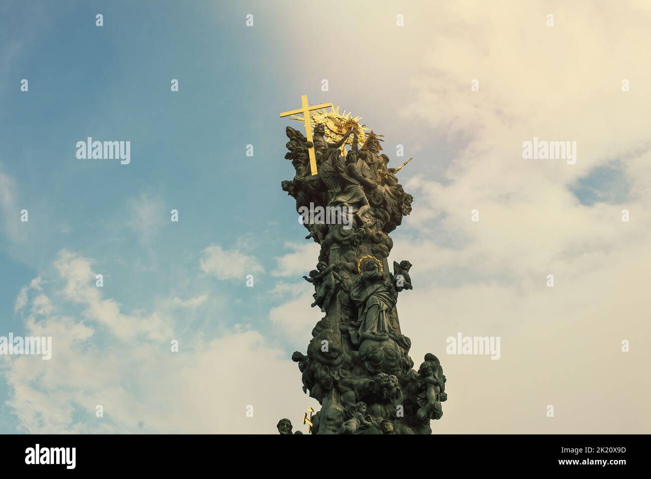The holy trinity plaque column in historical town centre of Kremnica ...