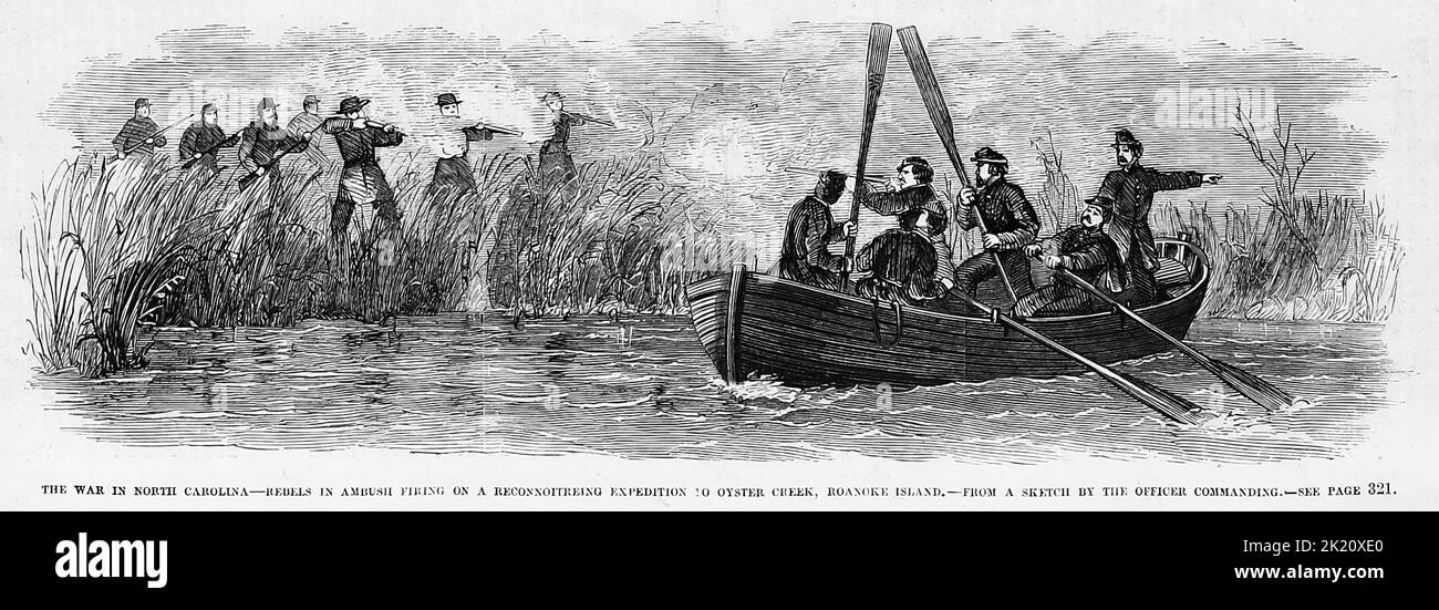 The War in North Carolina - Rebels in ambush firing on a reconnoitering ...