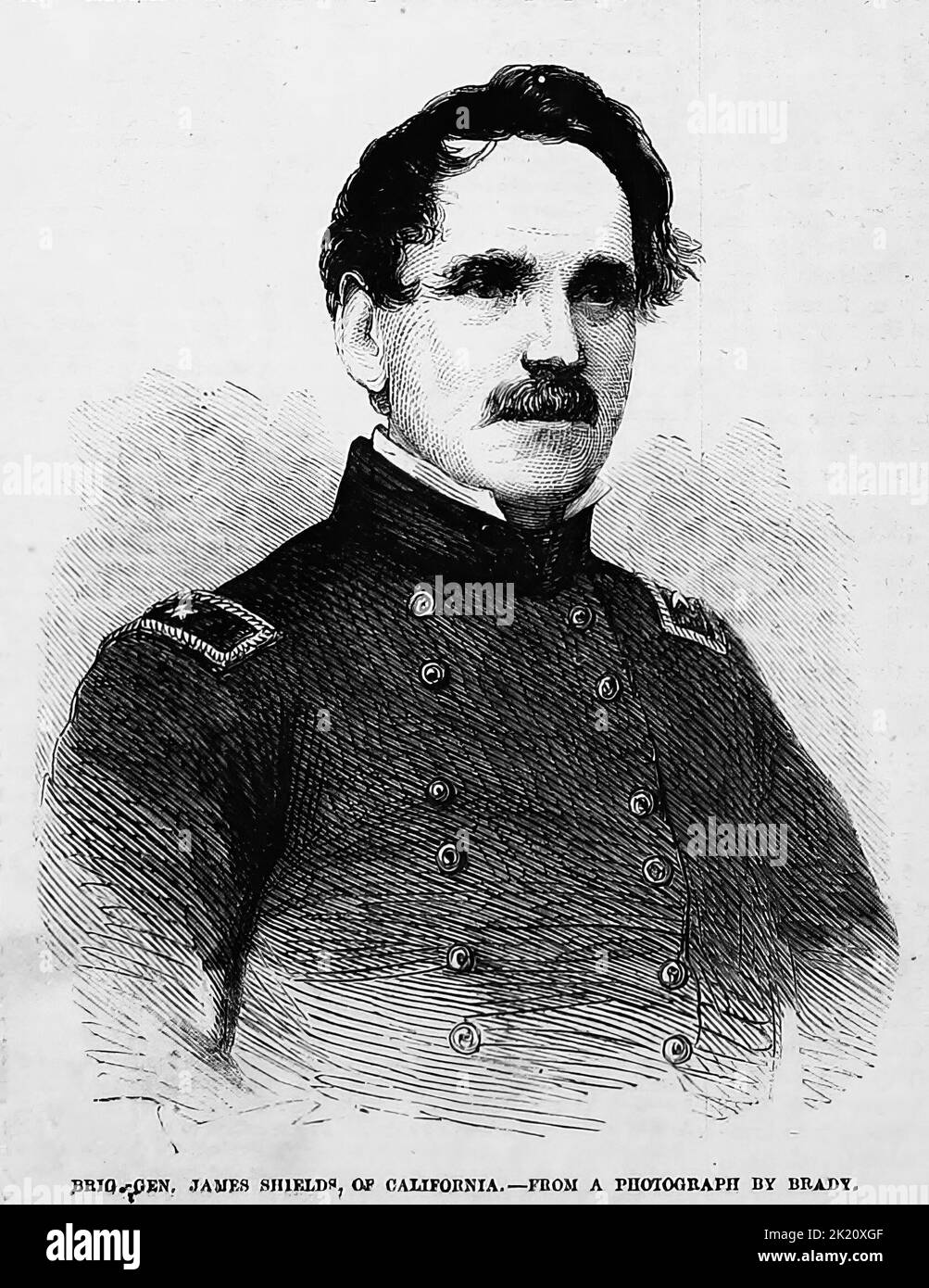 Portrait of Brigadier General James Shields, of California. 1862. 19th ...