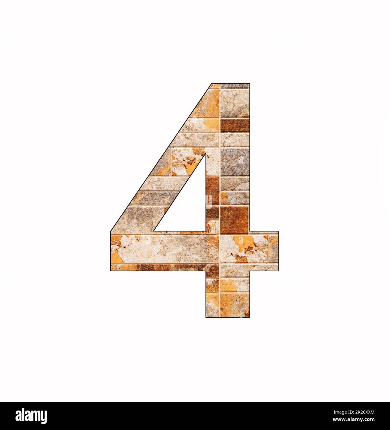 Number 4, digit on tiled background - Veneer texture Stock Photo - Alamy